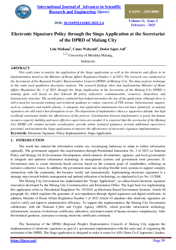 (PDF) Electronic Signature Policy through the Singo Application at the ...