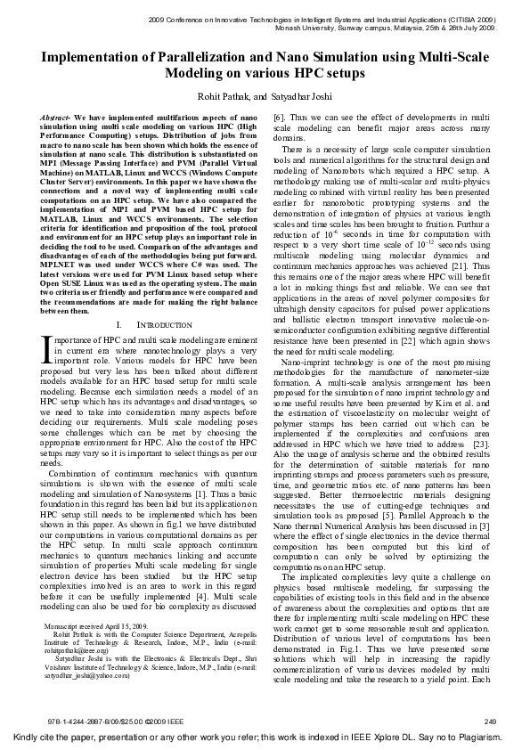 (PDF) Implementation of parallelization and nano simulation using multi-scale modeling on ...