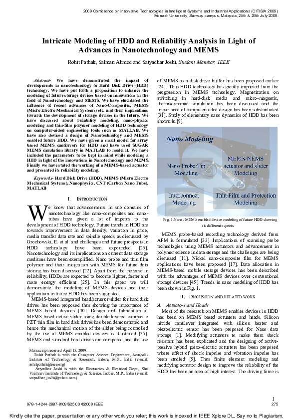 (PDF) Intricate modeling of HDD and reliability analysis in light of advances in Nanotechnology ...