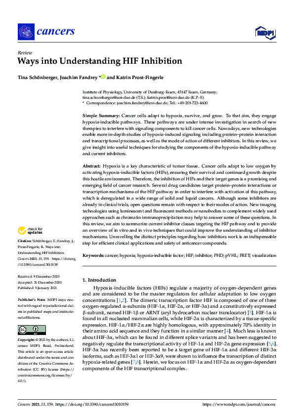 (PDF) Ways into Understanding HIF Inhibition