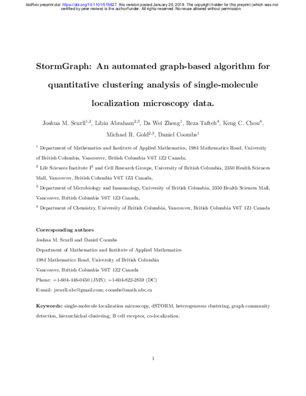 (PDF) StormGraph: A graph-based algorithm for quantitative clustering analysis of diverse single ...
