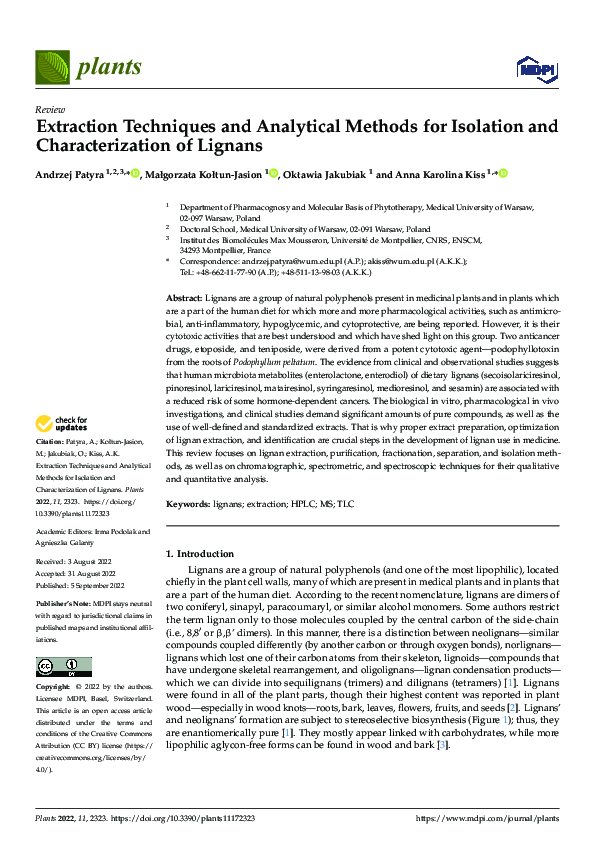 (PDF) Extraction Techniques and Analytical Methods for Isolation and ...