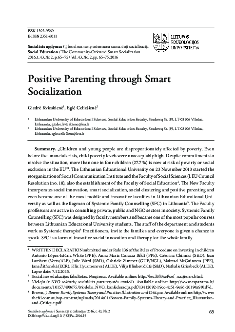 (PDF) Positive Parenting through Smart Socialization