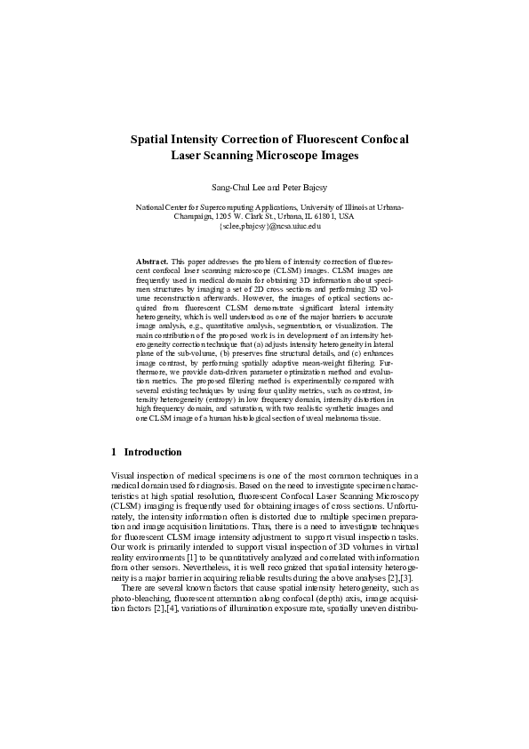 (PDF) Spatial Intensity Correction of Fluorescent Confocal Laser ...