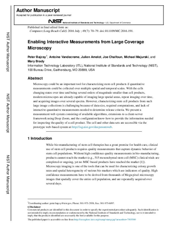 (PDF) Enabling Stem Cell Characterization from Large Microscopy Images