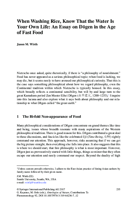 (PDF) When Washing Rice, Know That the Water Is Your Own Life: An Essay ...