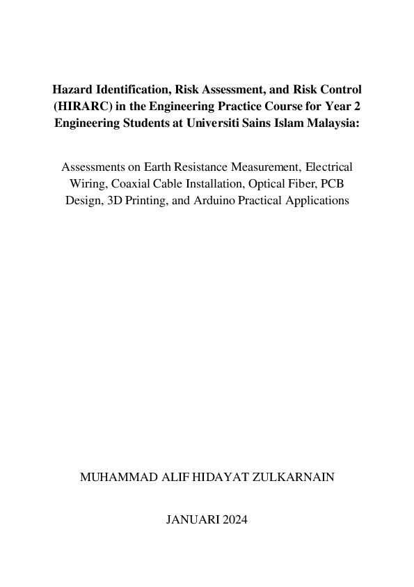 (PDF) Hazard Identification, Risk Assessment, and Risk Control (HIRARC ...