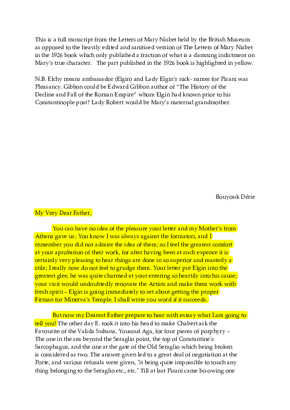 (PDF) Full transcript of Mary Nisbet letter