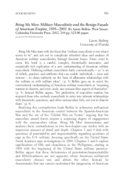 (PDF) Bring Me Men: Military Masculinity and the Benign Façade of ...