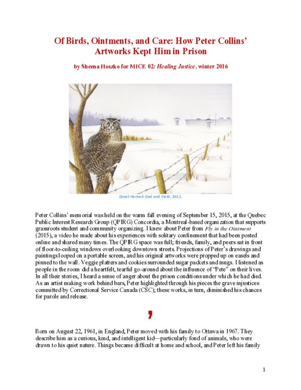 (PDF) Of Birds, Ointments, and Care: How Peter Collins' Artworks Kept ...
