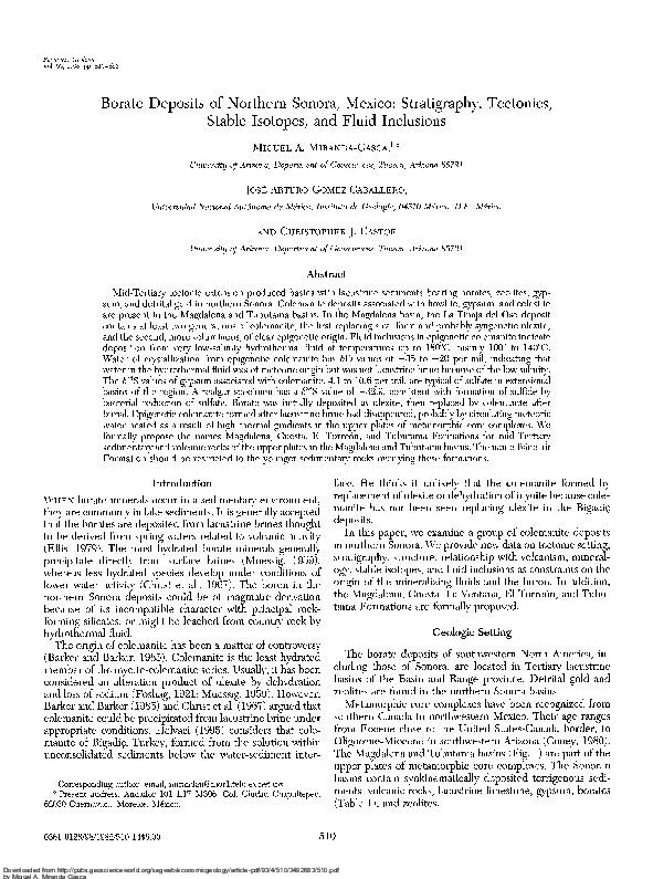 (PDF) Borate Deposits of Northern Sonora, Mexico: Stratigraphy ...
