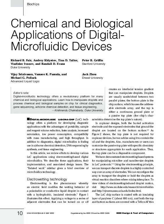 (PDF) Chemical and Biological Applications of Digital-Microfluidic Devices