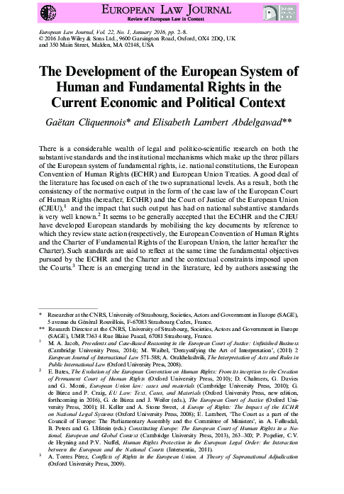 (PDF) The Development of the European System of Human and Fundamental ...