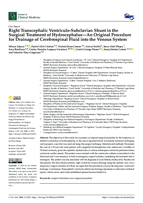 (PDF) Right Transcephalic Ventriculo-Subclavian Shunt in the Surgical ...