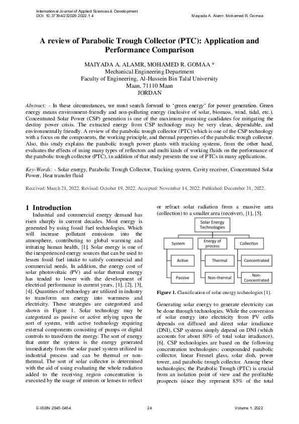 (PDF) A Review of Parabolic Trough Collector (PTC): Application and Performance Comparison