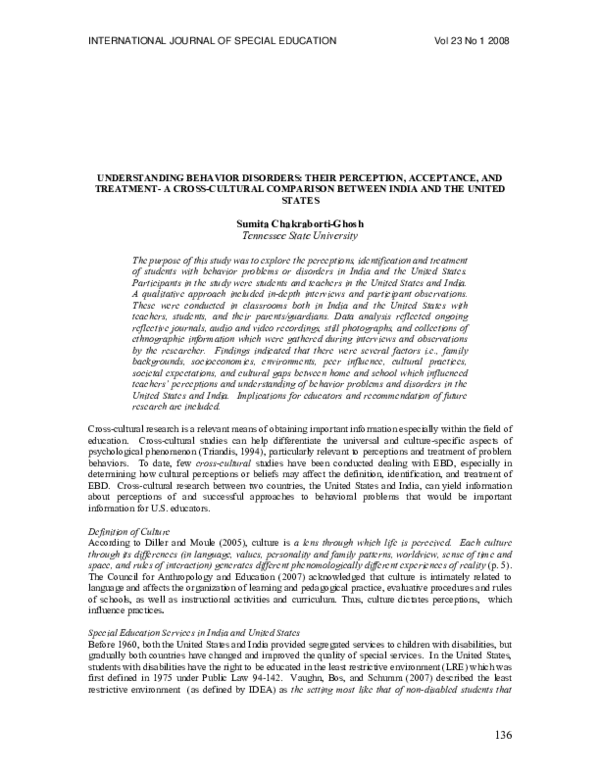 (PDF) Understanding behavior disorders: their perception, acceptance, and treatment: a cross ...