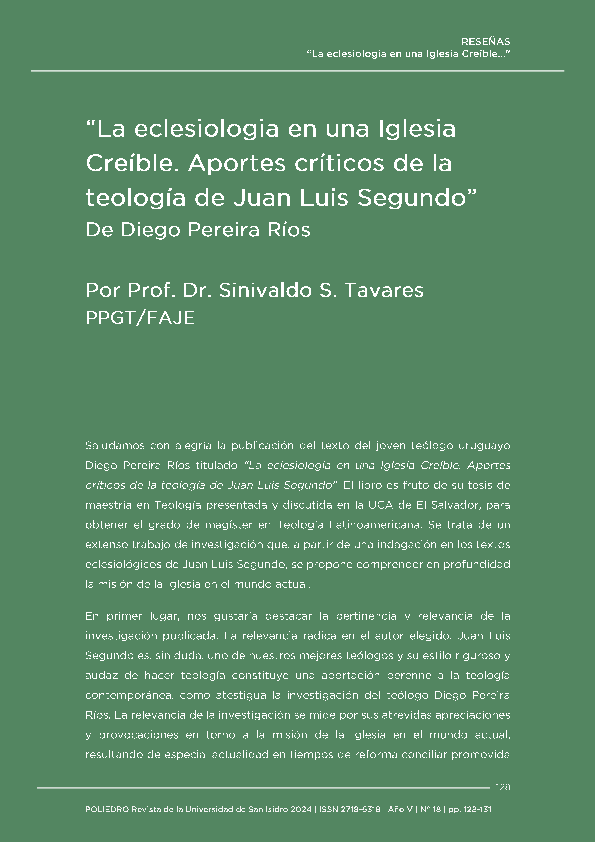 (PDF) “La eclesiologia en una Iglesia Creíble. Aportes críticos de la ...