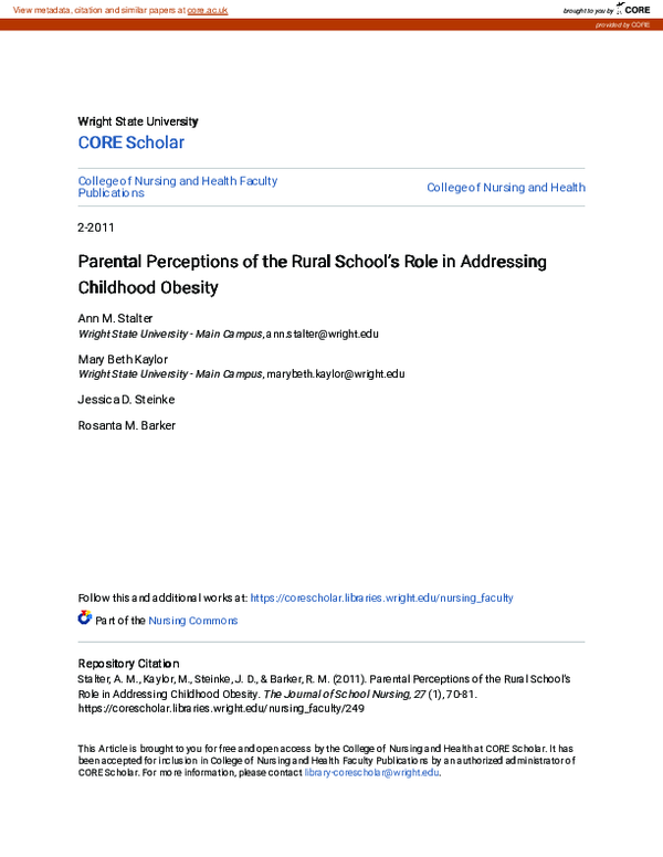 (PDF) Parental Perceptions of the Rural School’s Role in Addressing ...