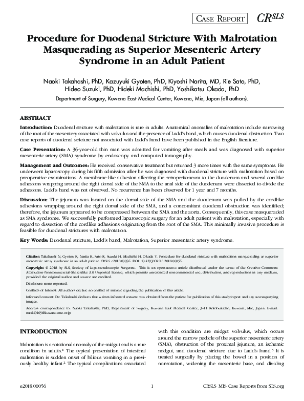 (PDF) Procedure for Duodenal Stricture With Malrotation Masquerading as ...