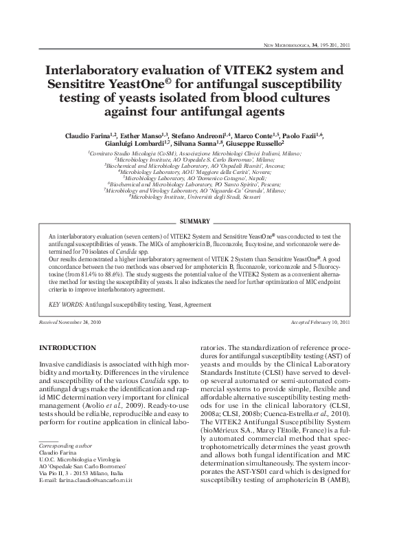 (PDF) Interlaboratory evaluation of VITEK2 system and Sensititre ...
