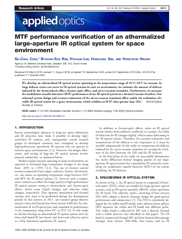 (PDF) MTF performance verification of an athermalized large-aperture IR ...