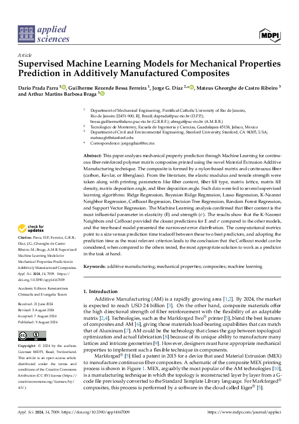 Pdf Supervised Machine Learning Models For Mechanical Properties