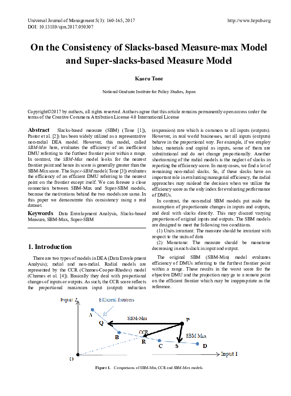 (PDF) On the Consistency of Slacks-based Measure-max Model and Super-slacks-based Measure Model