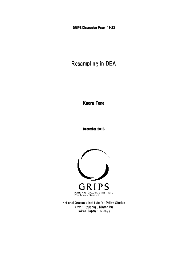 (PDF) Resampling in DEA Resampling in DEA