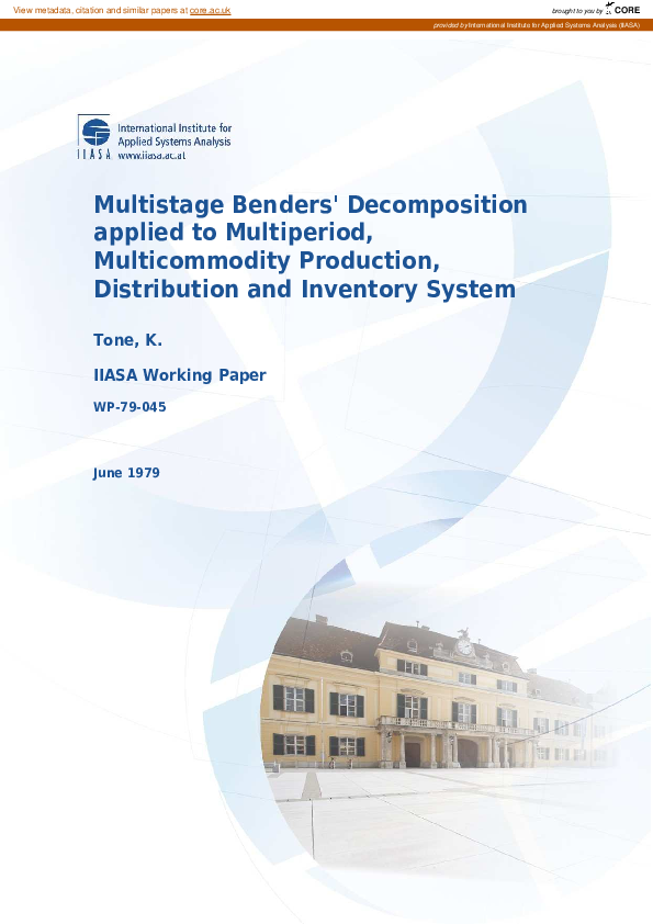 (PDF) Multistage Benders' Decomposition applied to Multiperiod, Multicommodity Production ...