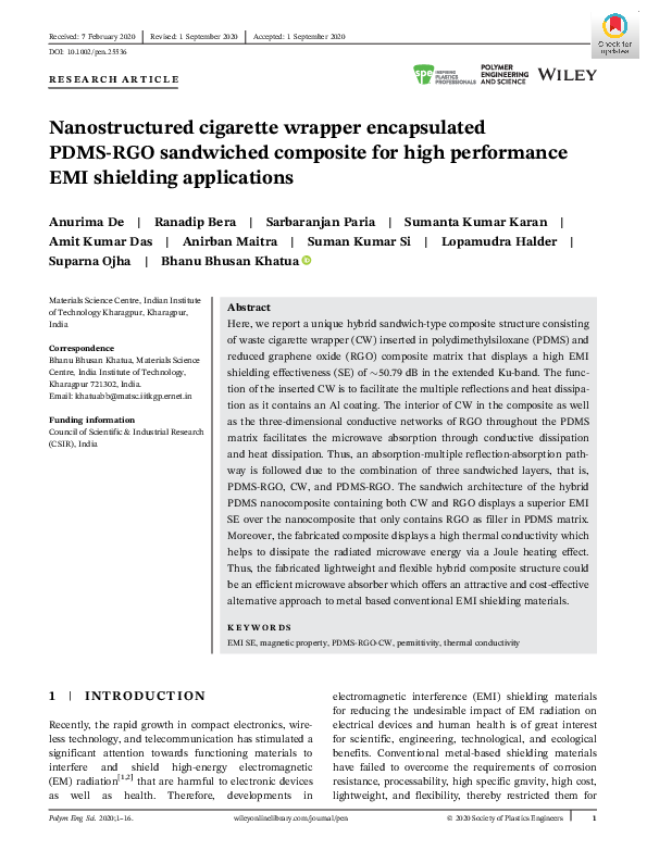 (PDF) Nanostructured cigarette wrapper encapsulated PDMS‐RGO sandwiched ...