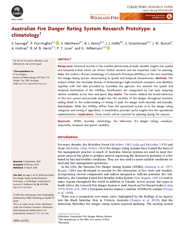 (PDF) Australian Fire Danger Rating System Research Prototype: a ...