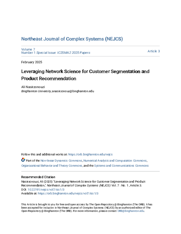(PDF) Leveraging Network Science for Customer Segmentation and Leveraging Network Science for ...