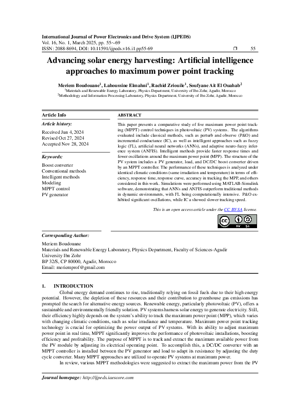 (PDF) Advancing solar energy harvesting: Artificial intelligence approaches to maximum power ...