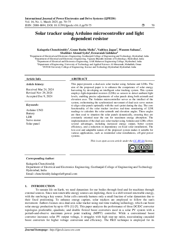 Pdf Solar Tracker Using Arduino Microcontroller And Light Dependent Resistor
