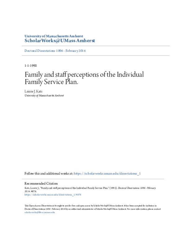(PDF) Family and staff perceptions of the Individual Family Service Plan