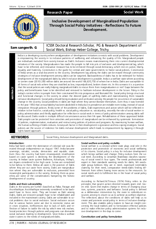 (PDF) Inclusive Development of Marginalized Population Through Social ...