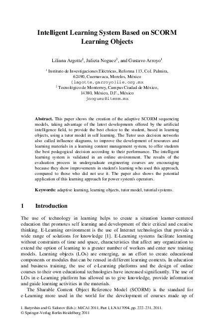 (PDF) Intelligent Learning System Based on SCORM Learning Objects