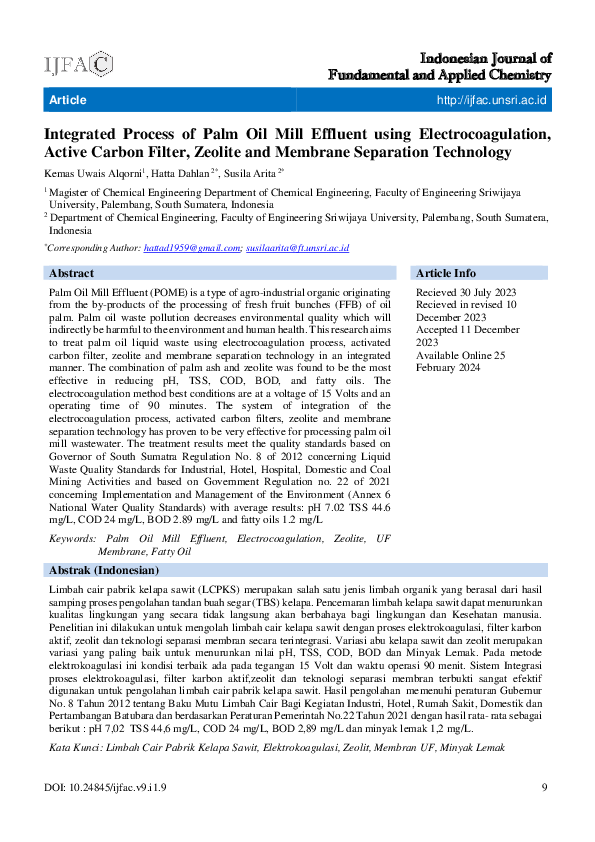 (PDF) Integrated Process of Palm Oil Mill Effluent using ...