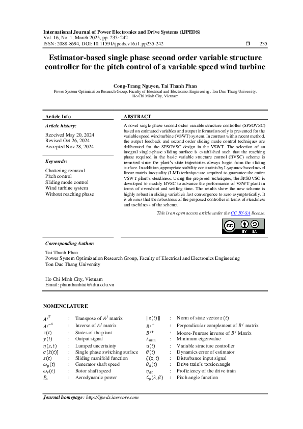 (PDF) Estimator-based single phase second order variable structure controller for the pitch ...