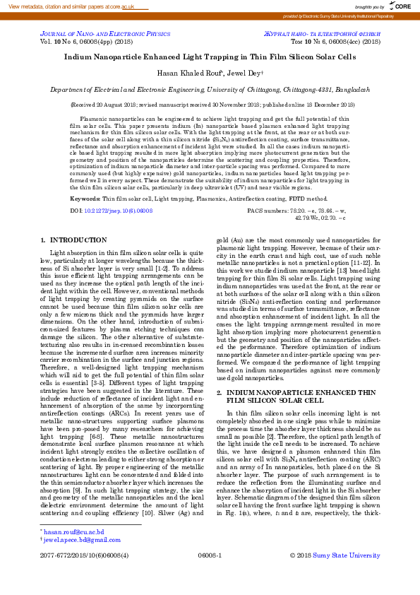 (PDF) Indium Nanoparticle Enhanced Light Trapping in Thin Film Silicon ...