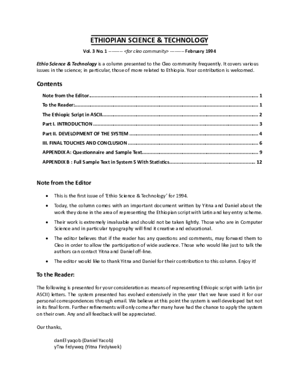 (PDF) The Ethiopian Script in ASCII