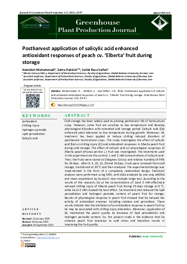 (PDF) Postharvest application of salicylic acid enhanced antioxidant responses of peach cv ...
