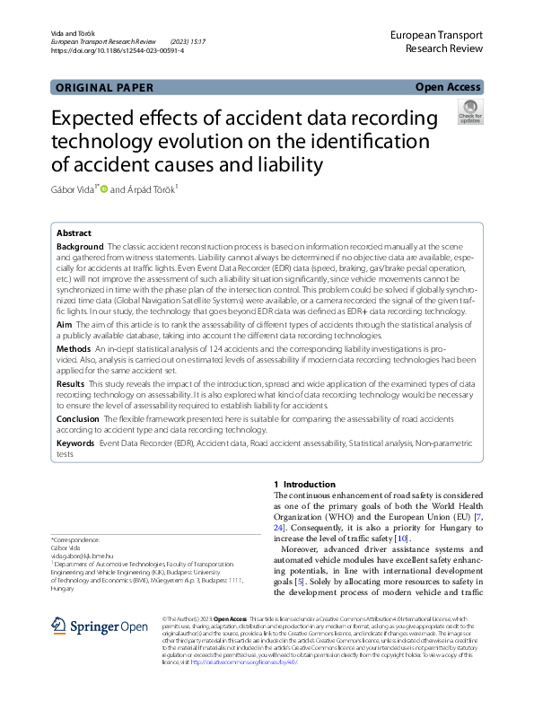 (PDF) Expected effects of accident data recording technology evolution on the identification of ...