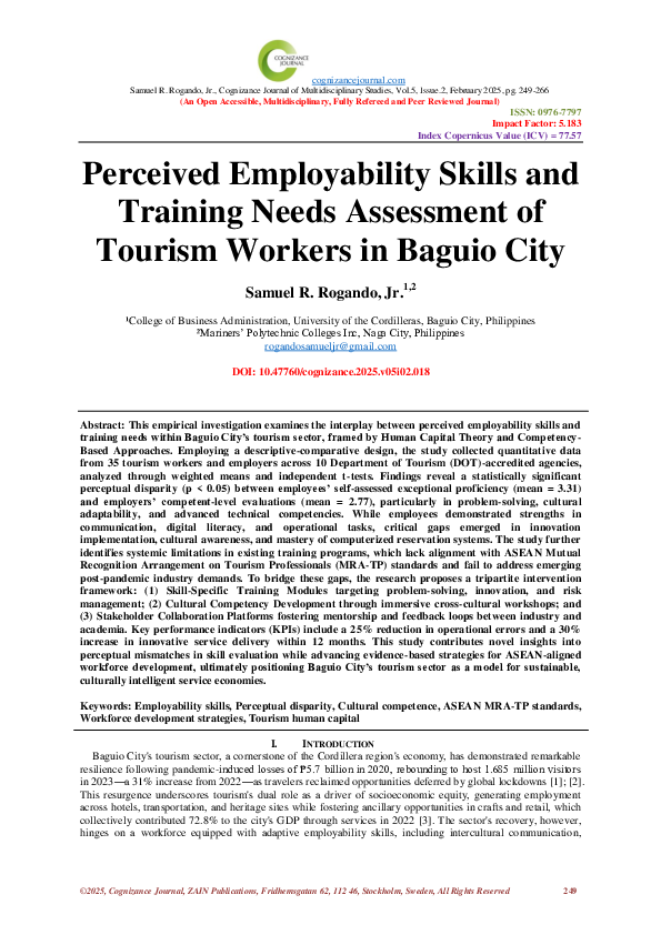 (PDF) Perceived Employability Skills and Training Needs Assessment of ...