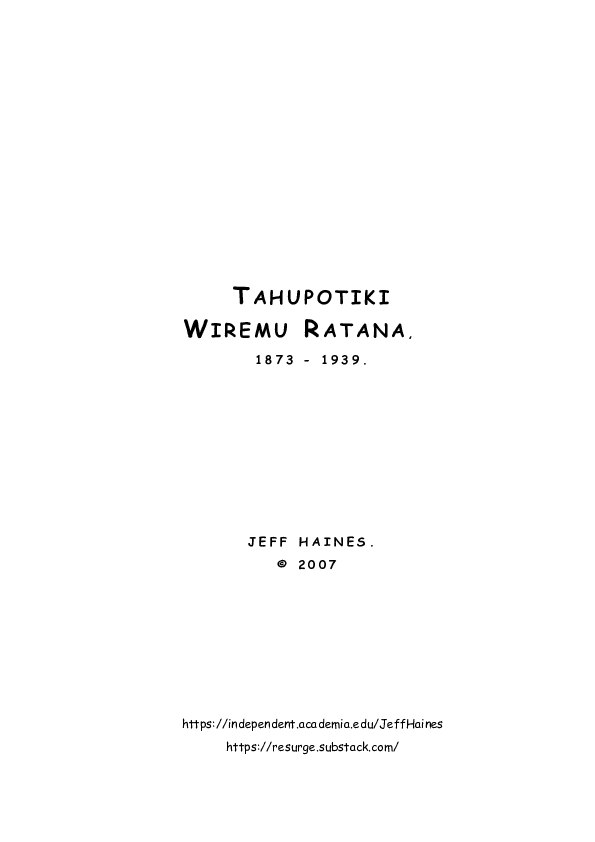 (PDF) Tahupotiki Wiremu Ratana, 1873 - 1939