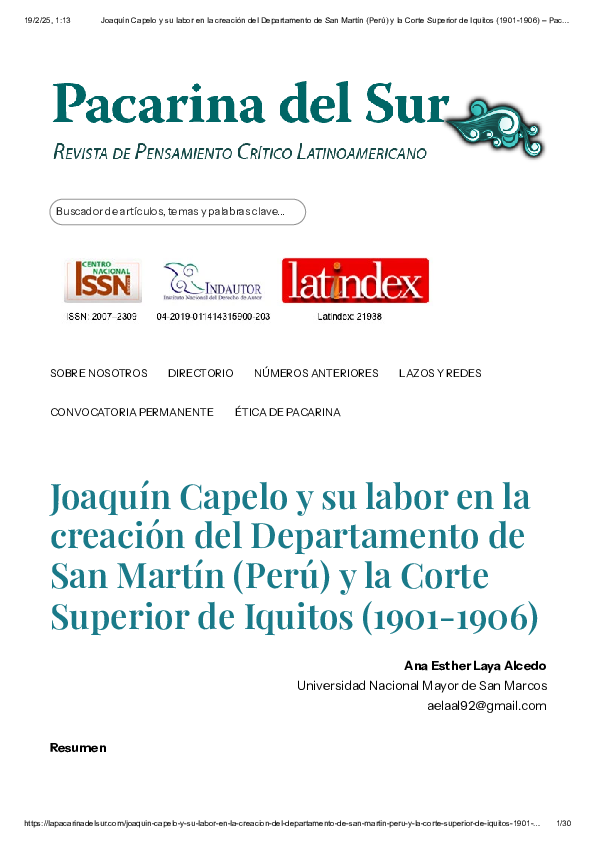 (PDF) Joaquín Capelo y su labor en la creación del Departamento de San ...
