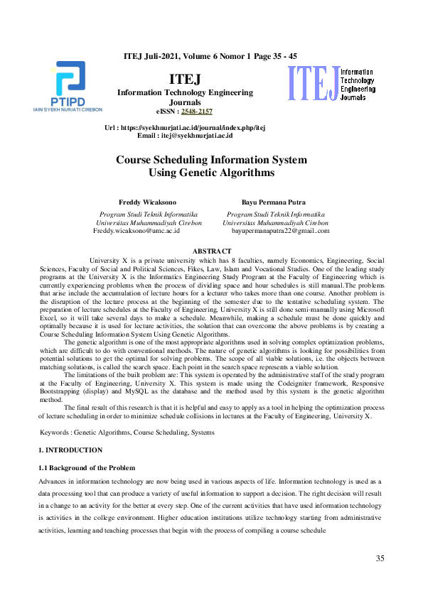 Course Scheduling Information System Using Genetic Algorithms