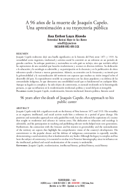 (PDF) A 96 años de la muerte de Joaquín Capelo. Una aproximación a su ...