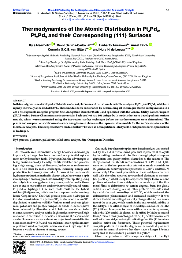 (PDF) Thermodynamics of the Atomic Distribution in Pt3Pd2, Pt2Pd3 and their Corresponding (111 ...