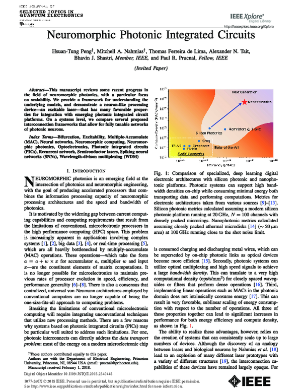 (PDF) Neuromorphic Photonic Integrated Circuits